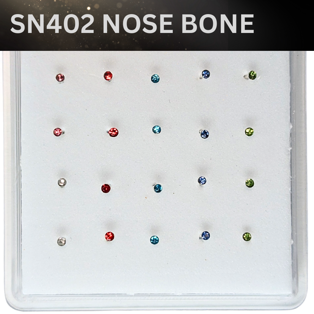 SN402 2.0MM COLOR STONE SILVER ( NOSE BONE ) 20pcs 25cent each – NOSE PIN USA