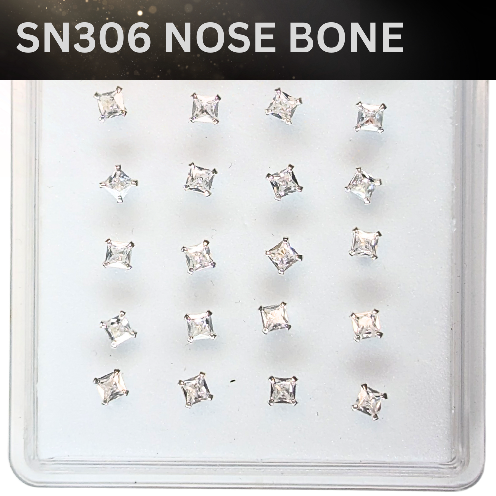 SN306 3.0MM SQ CUBIC STONE SILVER (NOSE BONE) 20pcs 35cent each – NOSE ...